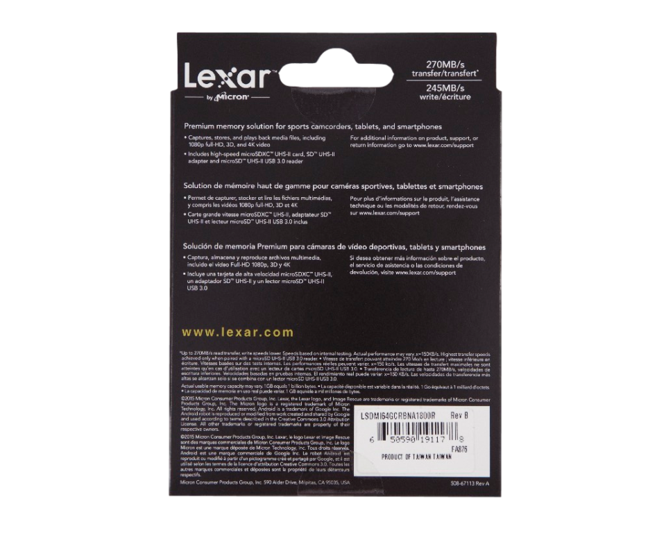 Lexar Professional 1800x microSDXC UHS-II (64GB) Review | The SSD Review